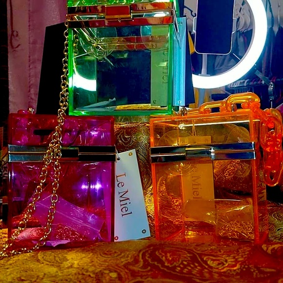 Bags | High Gloss Neon Cubicle Clutch | Poshmark